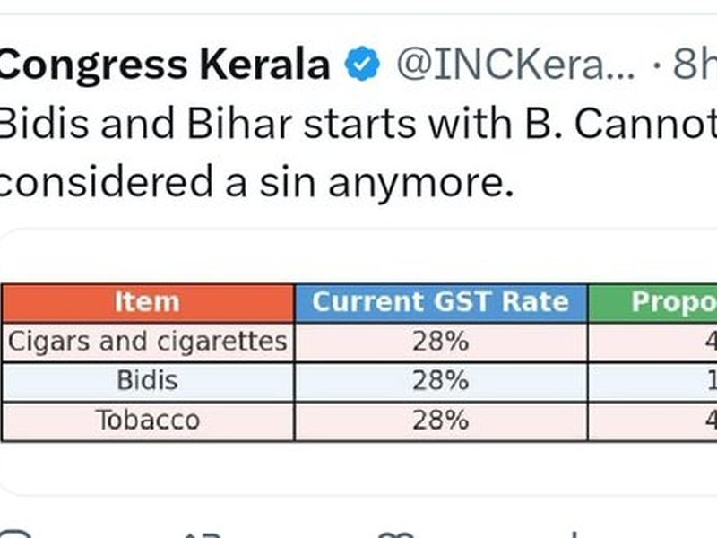 Congress' post on Bihar and Bidis sparks row, NDA leaders hit back